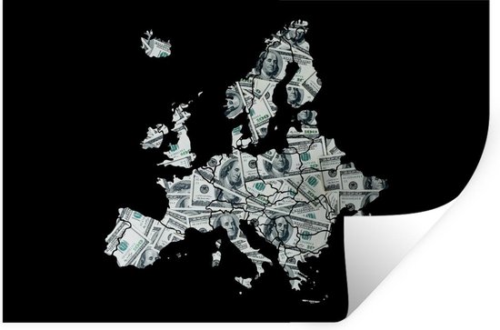 Muurstickers - Sticker Folie - Kaart - Europa - Geld - 120x80 cm ...