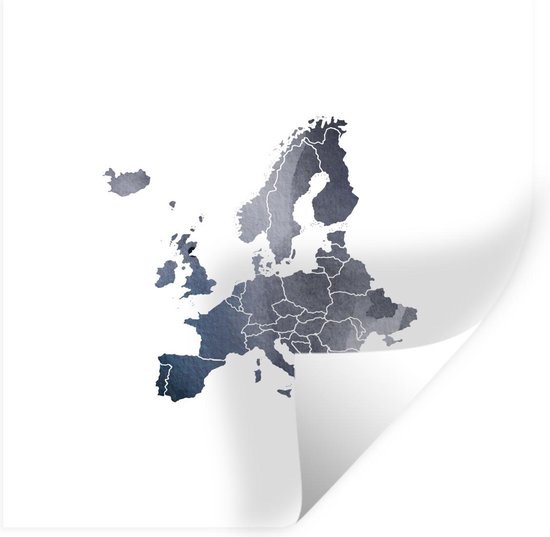 Muurstickers - Sticker Folie - Europa - Kaart - Aquarel - Grijs - 50x50 ...