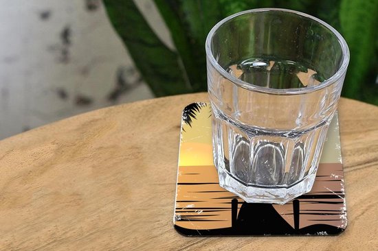 Onderzetters voor glazen - Hut - Pier - Zee - Tekening - 10x10 cm ...