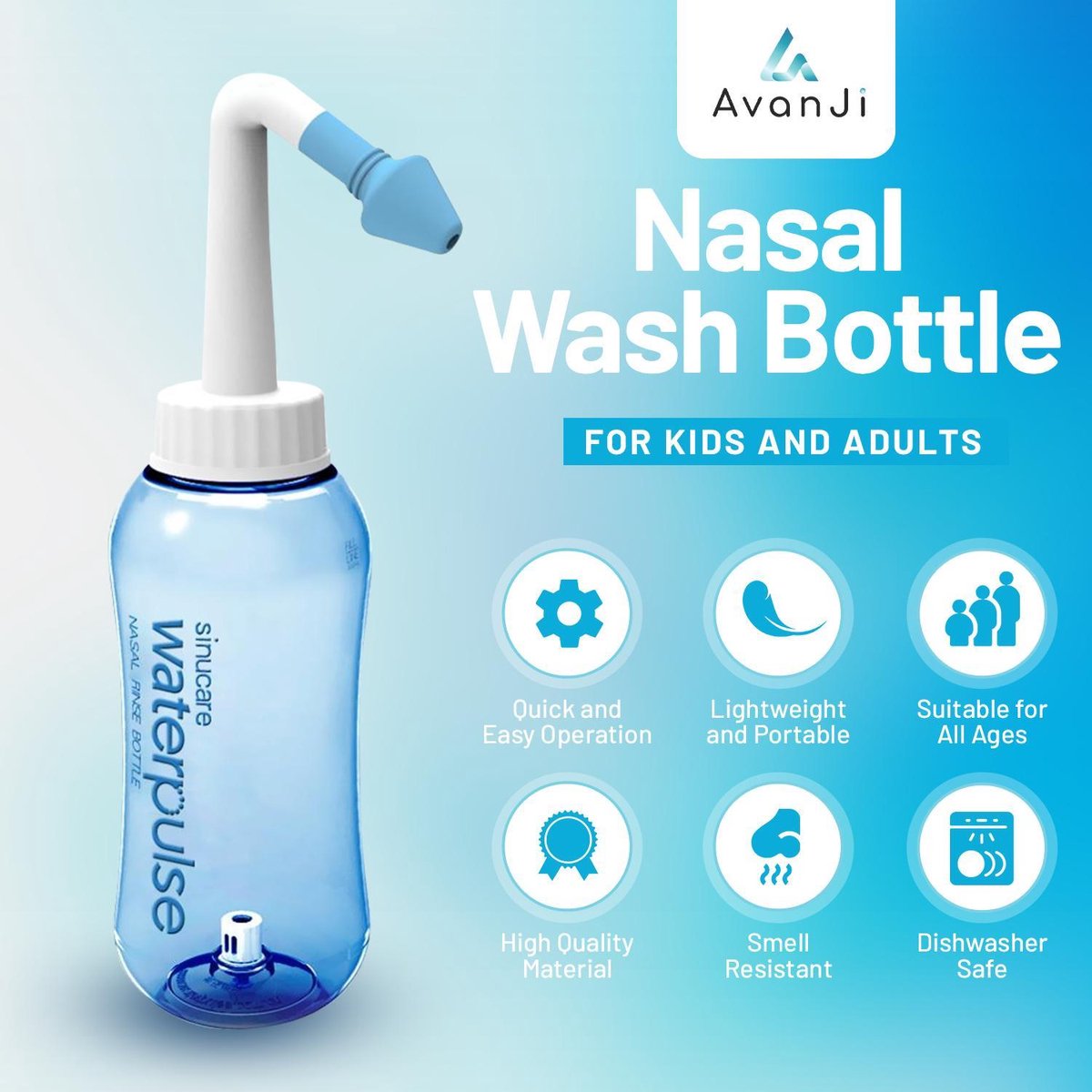 AvanJi Neusdouche | Neusreiniger voor volwassenen | Neusdouche ...