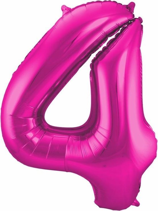 Cijfer 4 ballon roze 86 cm | bol.com