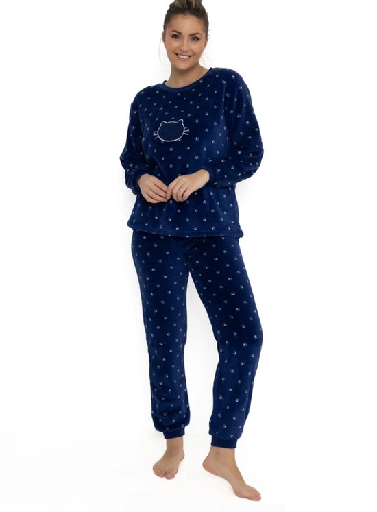 Cocodream dames huispak - fleece - maat XXL - Paw - marine | bol