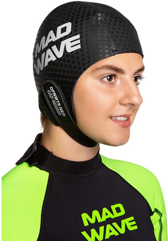 Mad Wave - Open Water Neo Cap Glideskin - Zwart/Wit | bol