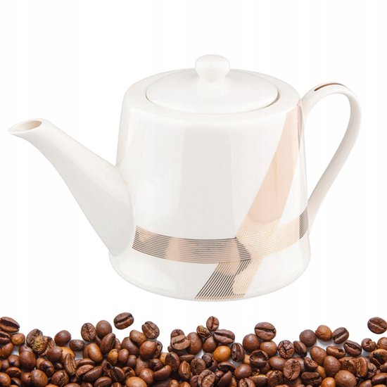 Altom Design Porseleinen Theepot Modern Art 800 ml - Elegant Goud Wit | bol