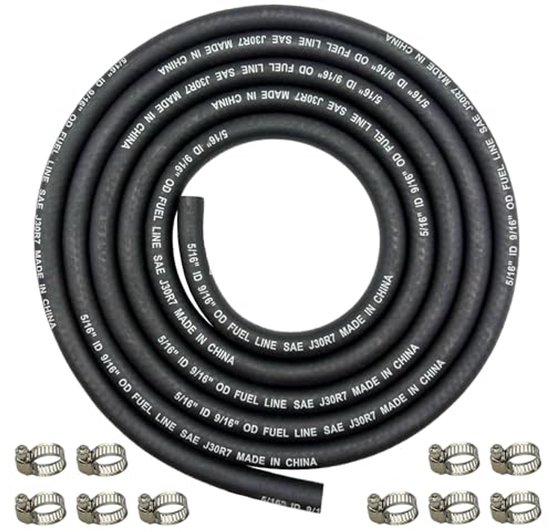 8 mm Benzineslang van 2,4 m met 10 Slangklemmen - Gevlochten Rubber ...