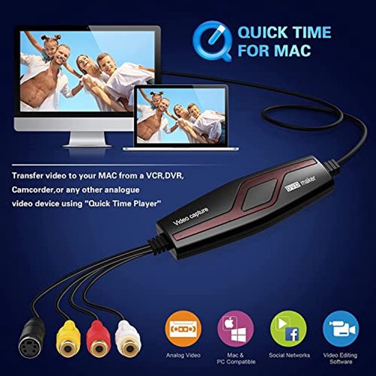 Video Capture Card voor het Digitaliseren van VHS en Hi8 naar DVD voor ...