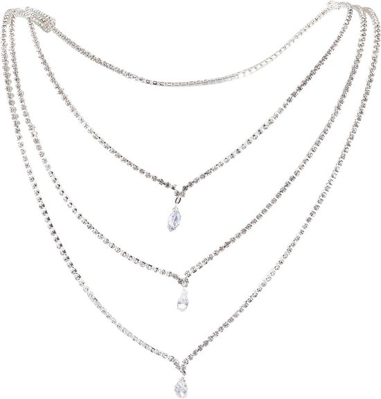 Allecto plus - Dubbellaagse Crystal Waterdrop Bikini Schouderketting ...