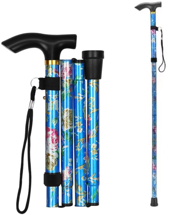 Foldable Walking Stick, Height Adjustable Portable Light and Adjustable ...