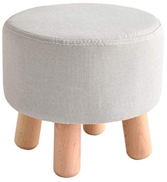 Moderne grijze ottomaanse poef met houten frame voor woonkamer ...