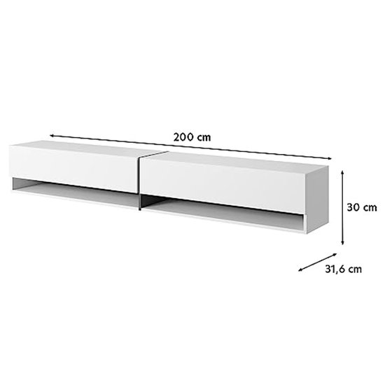 Moderne witte marmeren TV-kast met gouden accenten - 200 cm hangend ...