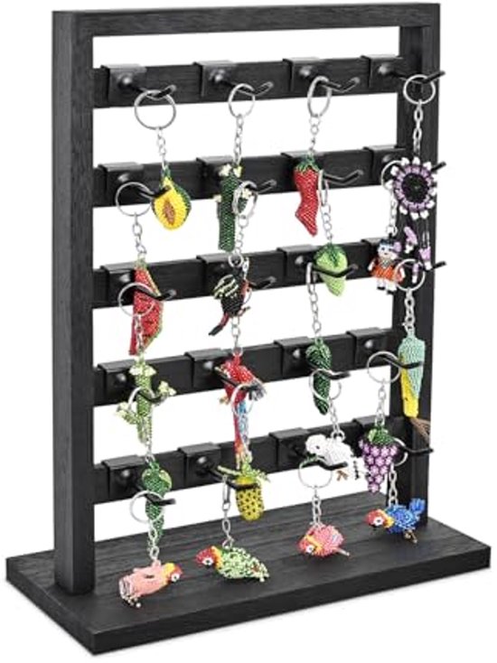 Houten sieraden display rek met 20 afneembare haken voor oorbellen en ...