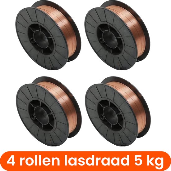 4x Rol Lasdraad voor Lasapparaat 5 kg - MIG Lasdraad - 1,0 mm - Voor ...
