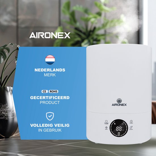 Aironex luchtbevochtiger - 6 liter - Topfill - Aroma - Humidifier ...