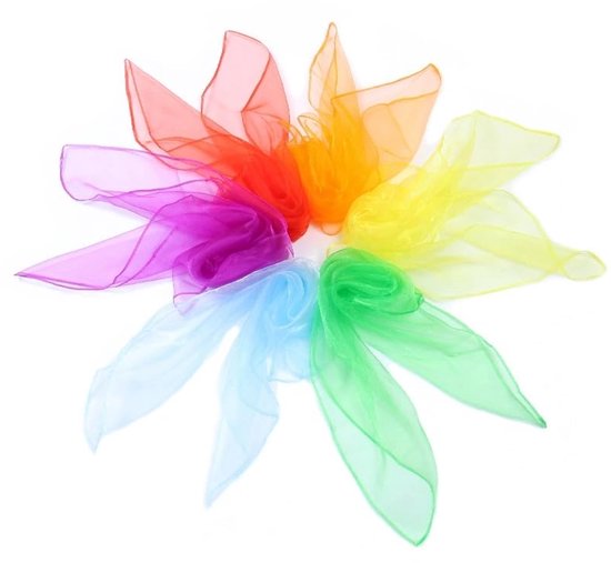 Pack of 12 juggling cloths in colourful chiffon cloths for dancing, 60 ...