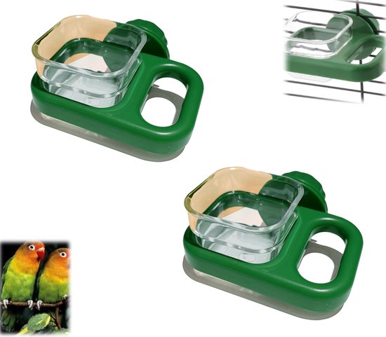2 stuks - Voederbak voor vogelkooi - Waterbak voor papegaaien ...