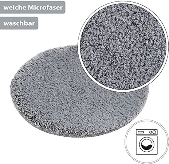 Hoogpolige ronde badmat in verschillende kleuren - Wasbare en antislip ...