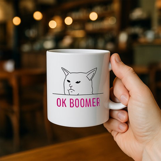 Grappige Kat Meme Mok 330ml – OK Boomer Koffiebeker – Humoristisch ...
