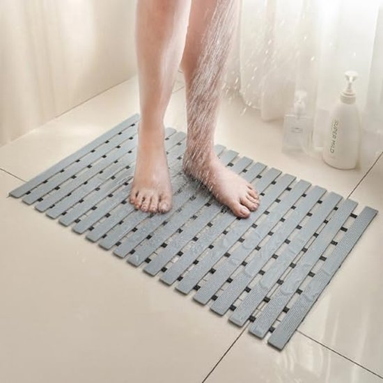 Antislip Douchemat 67 x 43 cm - PVC Badmat met Snelafvoer en TPE Strips ...