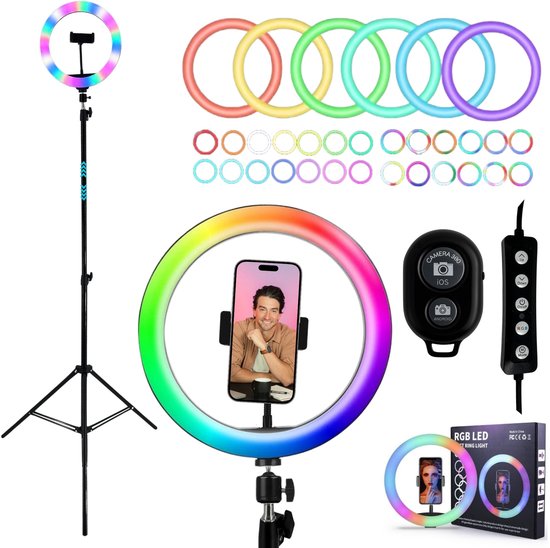TronicXL Influencer Starter Kit – RGB Ringlicht 10 inch met Statief 93 ...