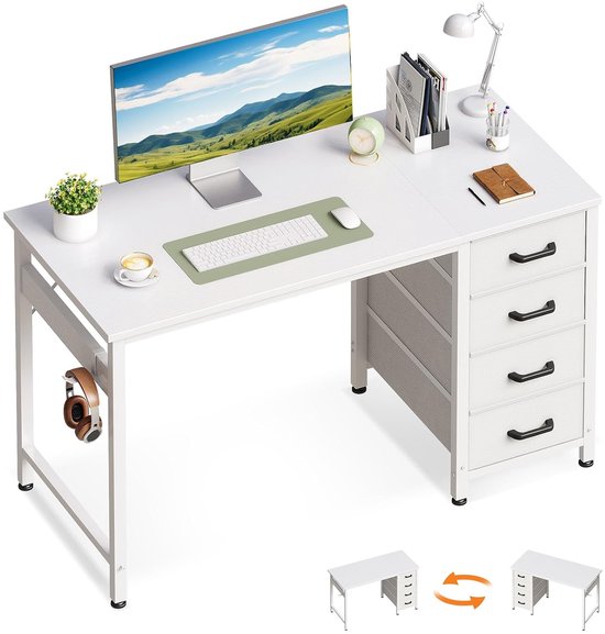 Kleine computertafel - ruimtebesparend - 1 stuk - wit - P2-spaanplaat ...