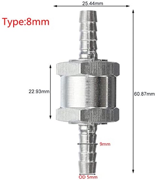 One way non return valve (8mm 5/16" aluminum alloy) | bol