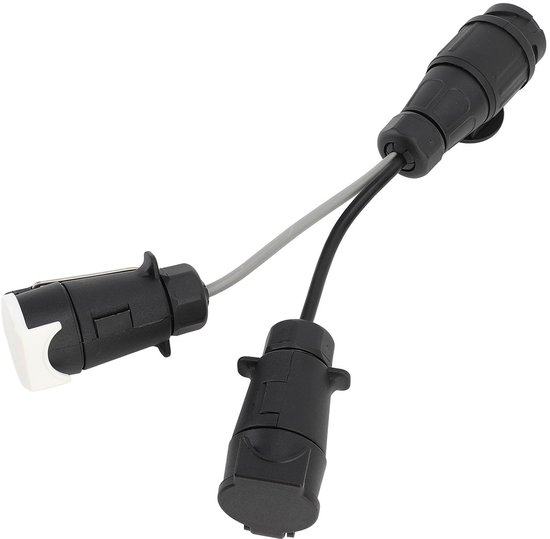 EU Style Trailer Adapter, 12 V, with Towbar, Double Socket, 7-Pin to 13 ...