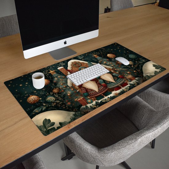 Bureau onderlegger 100x50 cm - Muismat Kerst - Gnomen - Peperkoekhuisje ...