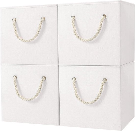 Opvouwbare opbergdozen voor kleding - Set van 4 - Wasbaar en open - Wit ...