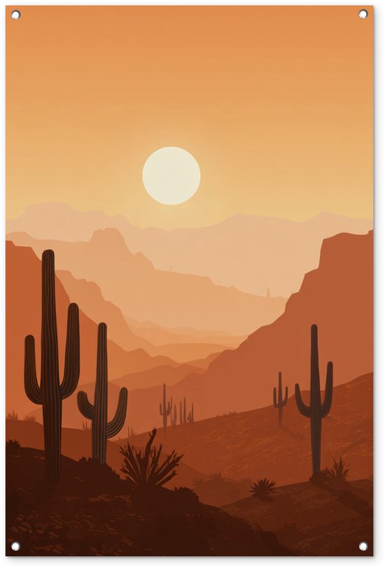 Tuinposter 80x120 cm - Tuindecoratie Landschap - Woestijn - Cactussen ...