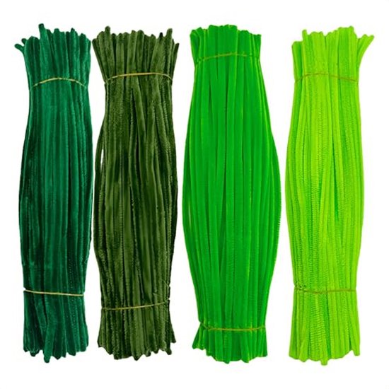 Pipe Cleaner 4 Different Green, for Crafts, 100 Pieces, Chenille Wire ...