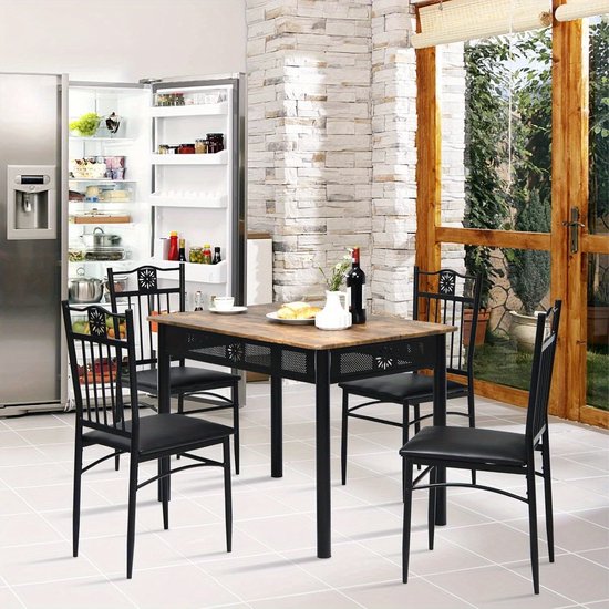 Eettafelset – Eettafel met Stoelen – Tafel En Stoelset – 4 Persoons ...
