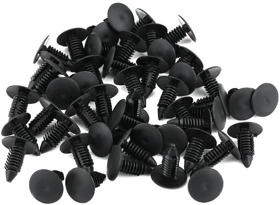 50 Stuks Car Plastic Rivets - Assorted Push Pin Clips - Zwart | bol
