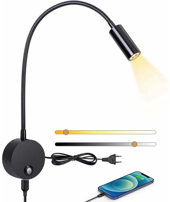 JeiibrZui 1 Leeslamp met clip, Leeslamp voor aan de muur, Leeslamp voor ...