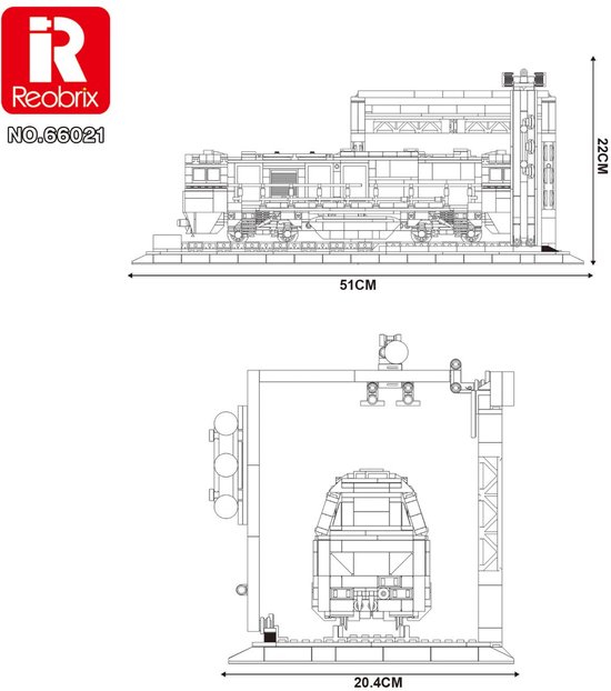 Reobrix 66021 G2000 Vracht trein retro classic bouwset | Locomotief ...