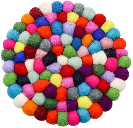 Nepalese Style Colorful Wool Round Coaster Heat Resistant Mat for Pots ...