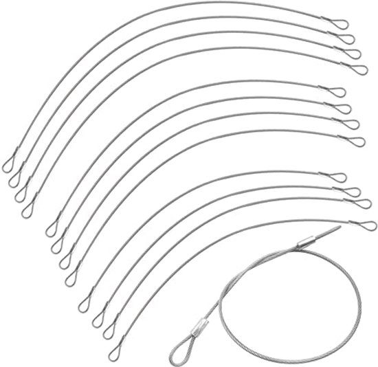 12 Pcs Steel Loop Aircraft Cable, Stainless Coated Wire Rope Crimp Cord ...