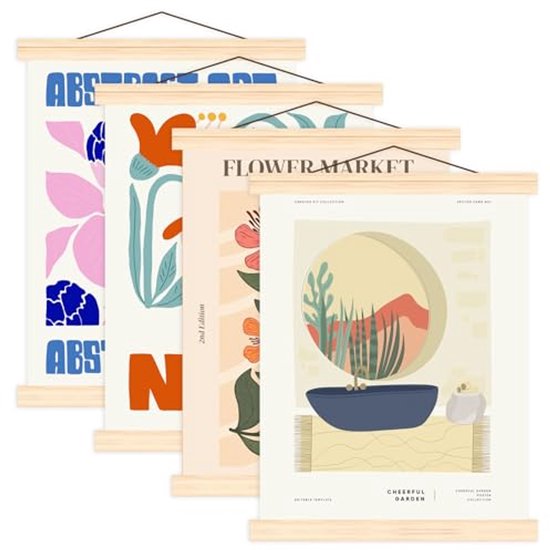 A4 Magnetische Lijsten voor Posters - 4 Stuks, Houten Photolijsten en ...