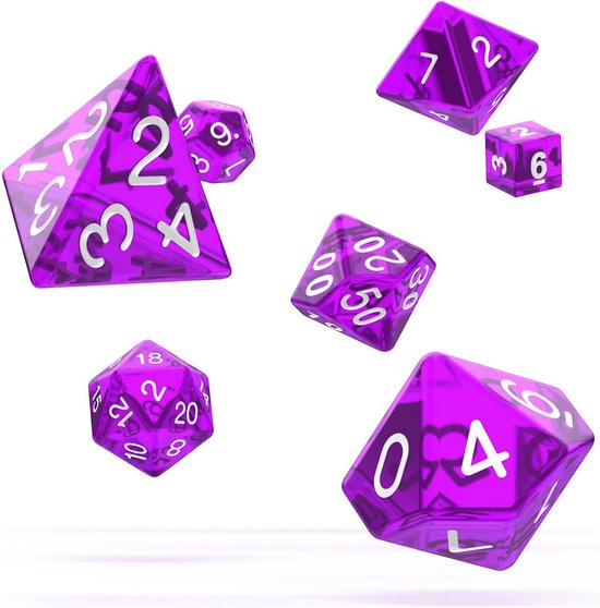 Paars / Purple Doorzichtige / Translucent RPG Dobbelstenen set Oakie ...