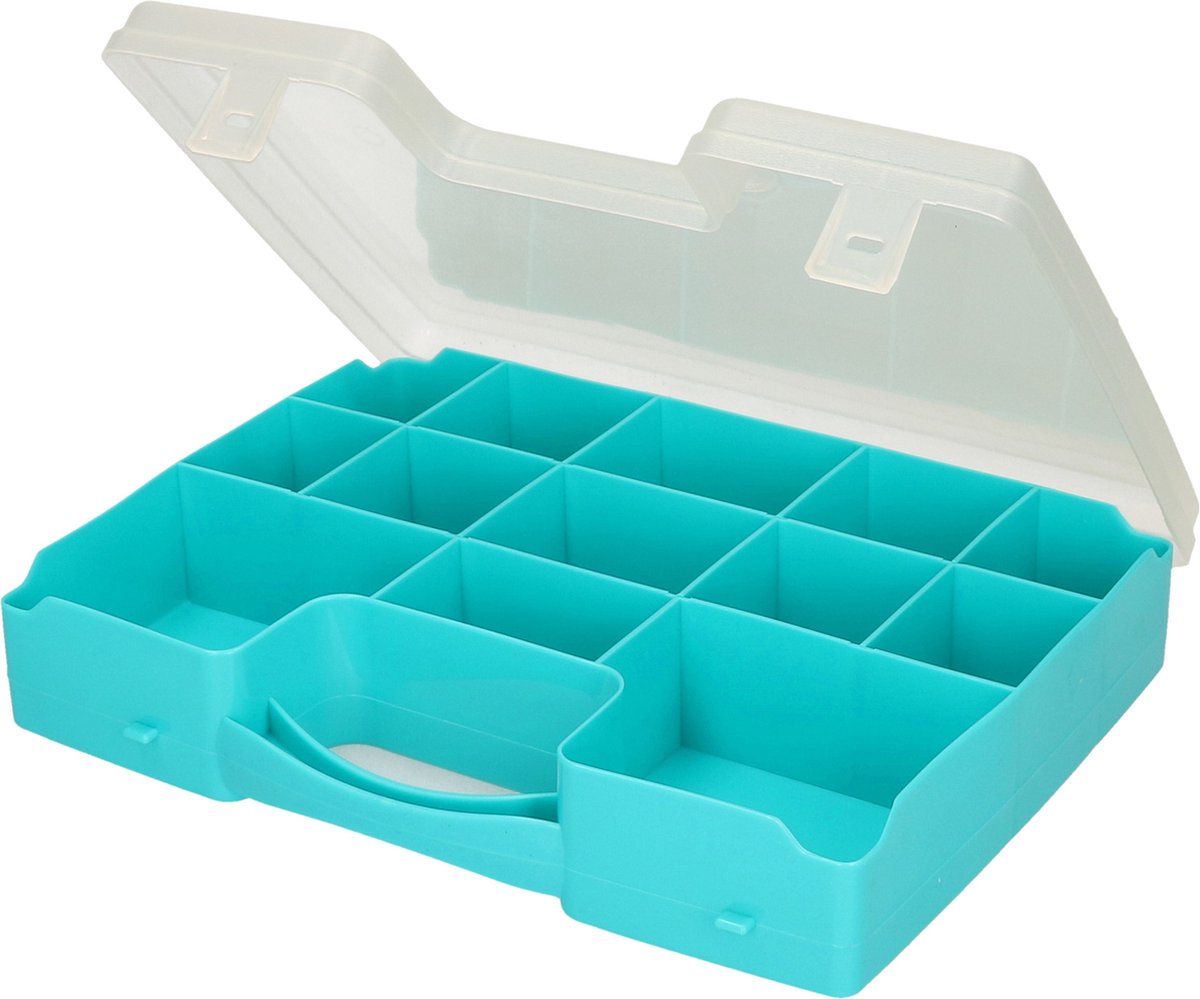 Forte Plastics - 2x opberg vakjesdoos/Sorteerboxen - 13-vaks kunststof ...
