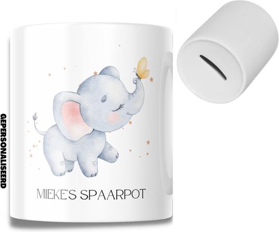 Gepersonaliseerde Spaarpot - Baby - Kraam Cadeau - Geschenk - Olifant ...