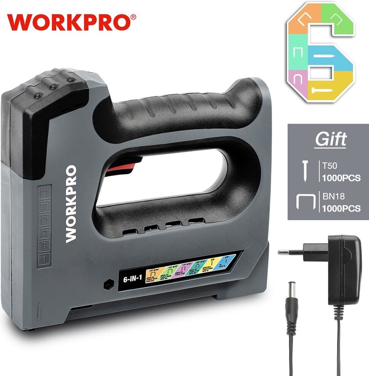 Workpro® 6 in 1 Tacker- Elektrische Nietmachine - Elektrische Tacker ...