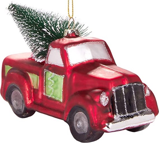 Originele kerstbal: Pick-Up Truck Auto met Rode Kerstboom (glas) – 14,2 ...