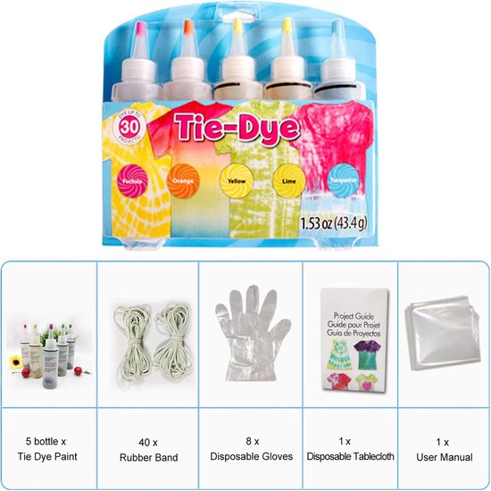 ESSORT Tie Dye Kit - Tie dye Verf set - Hobbyverf - Textielverf - 5 ...