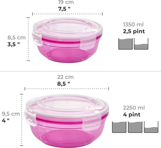 Grizzly Voedsel opbergbox set met Deksels - Rond - Set van 4 containers ...