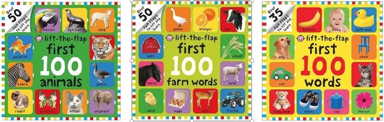 First 100 Lift the Flap Words, Animals & Farm Words BOARDBOOKS, Roger ...