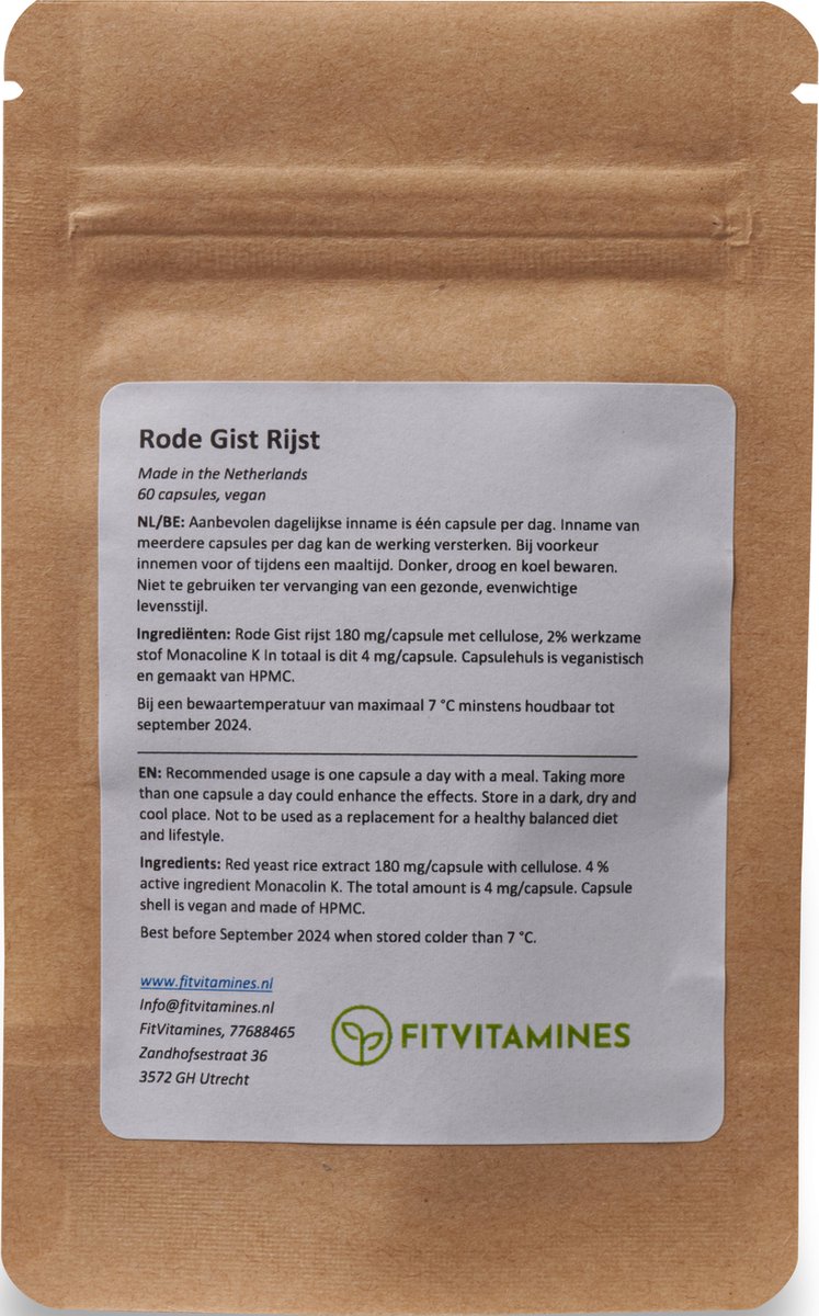 Rode Gist Rijst | 60 vegan capsules | bol