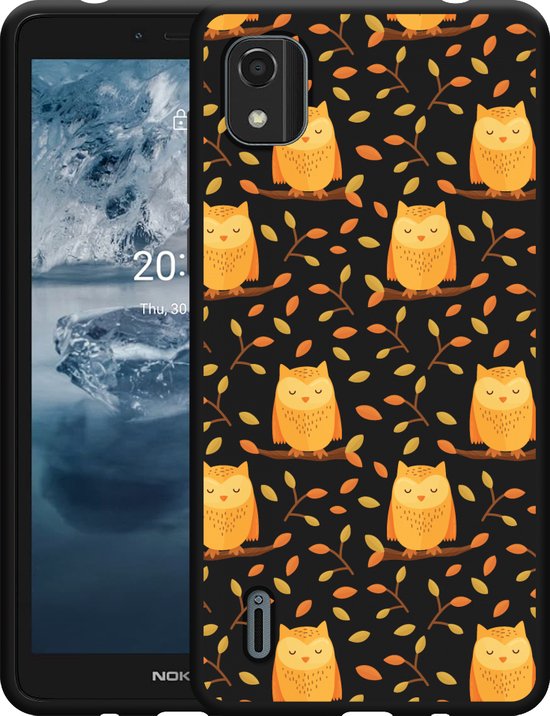 Cazy Hoesje Zwart geschikt voor Nokia C2 2nd Edition - Cute Owls | bol