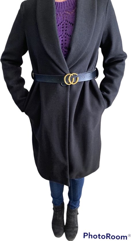 Jas, zwart, met riem, one size | bol