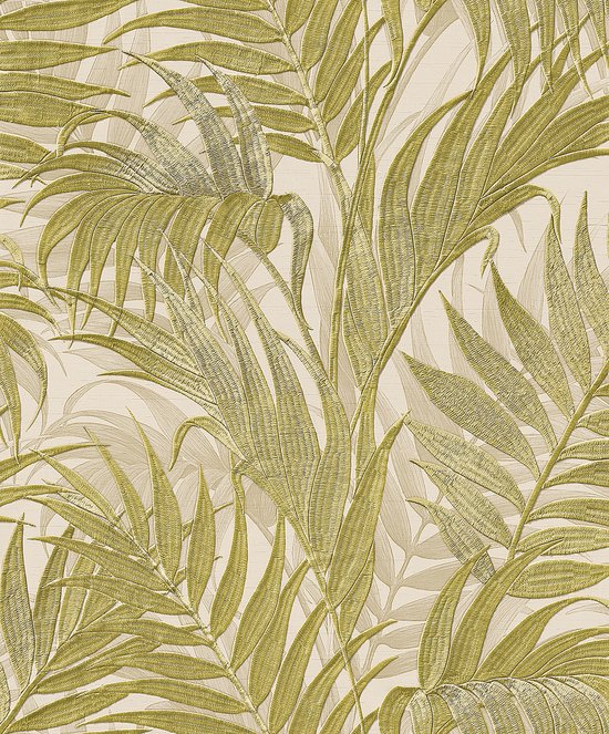 Dutch Wallcoverings - Grace Tropical palm leaf beige/grn - vliesbehang ...