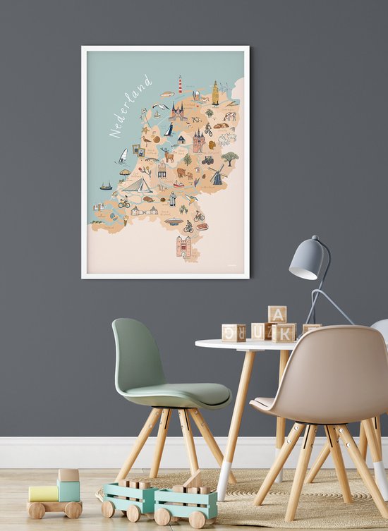 Nederland provincies poster - hoofdsteden, cultuur en natuur | bol
